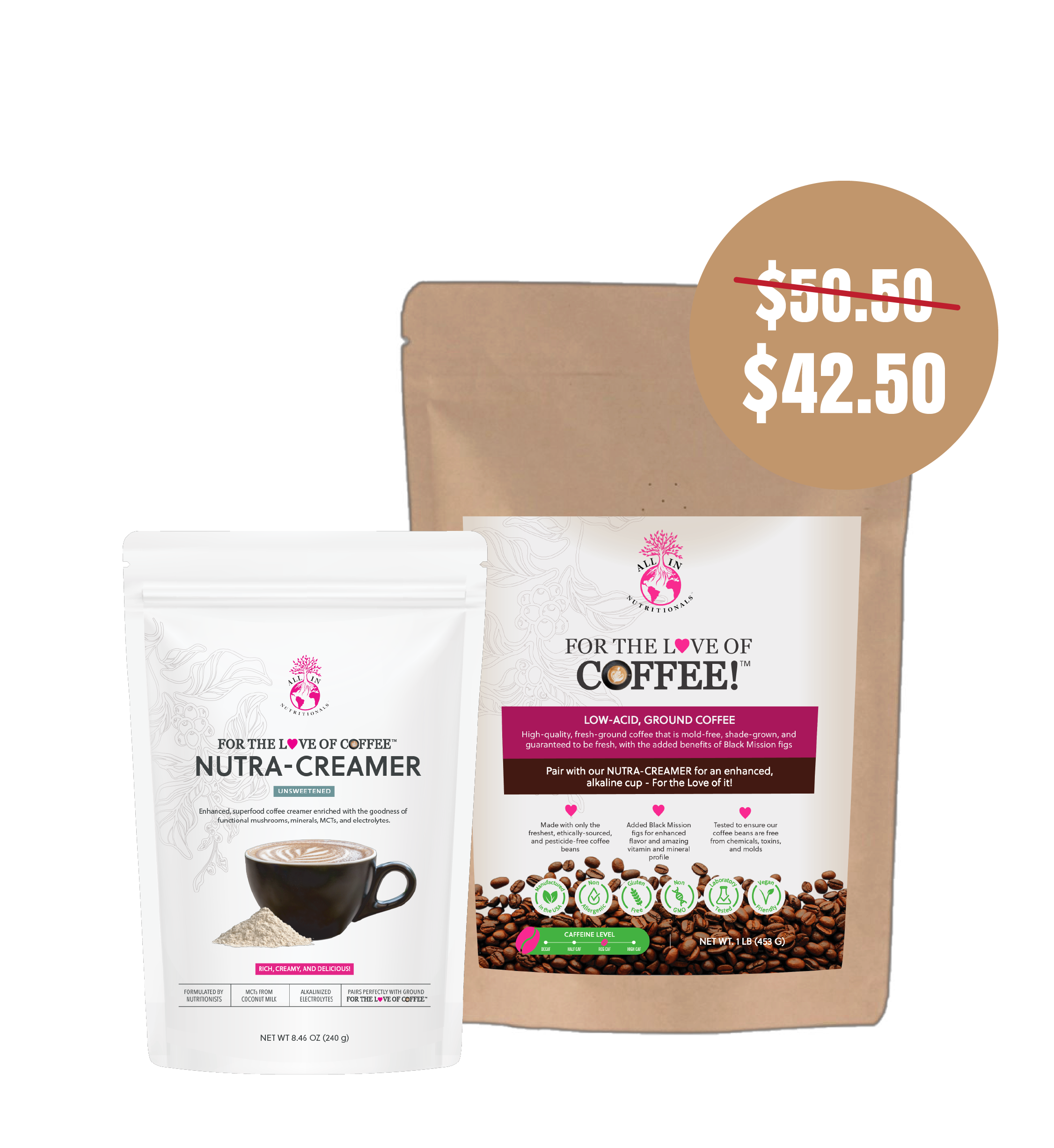 Health Coffee Bundle | Ground Coffee & Nutra-Creamer – All-In Nutritionals