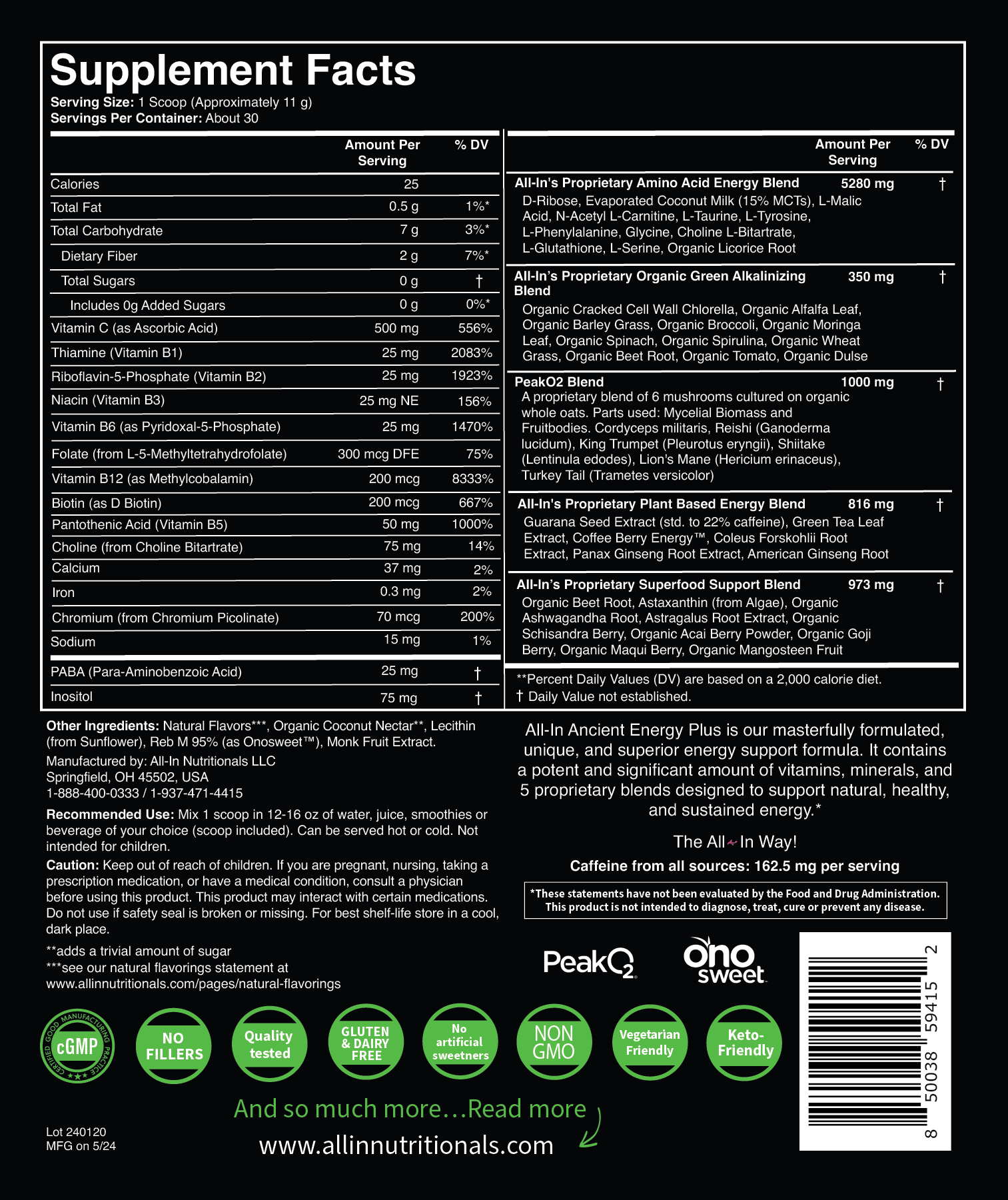 Ancient Energy | Natural Energy Boost Supplement | All-In Nutritionals